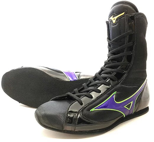 Mizuno Mid-Cut Boxing Shoes - Black · Purple – WJapan Boxing