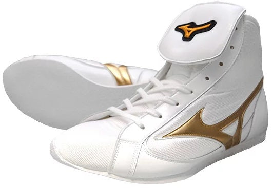 Mizuno Low-Cut Boxing Shoes - White · Gold – WJapan Boxing