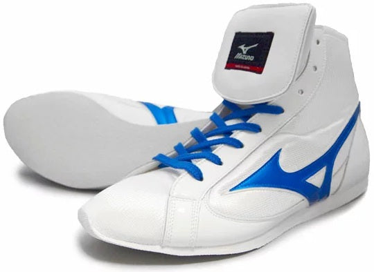 Mizuno Low-Cut Boxing Shoes - White · Blue – WJapan Boxing