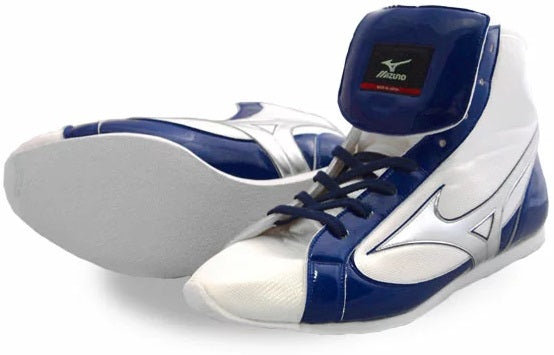 Mizuno Low-Cut Boxing Shoes - White · Navy – WJapan Boxing