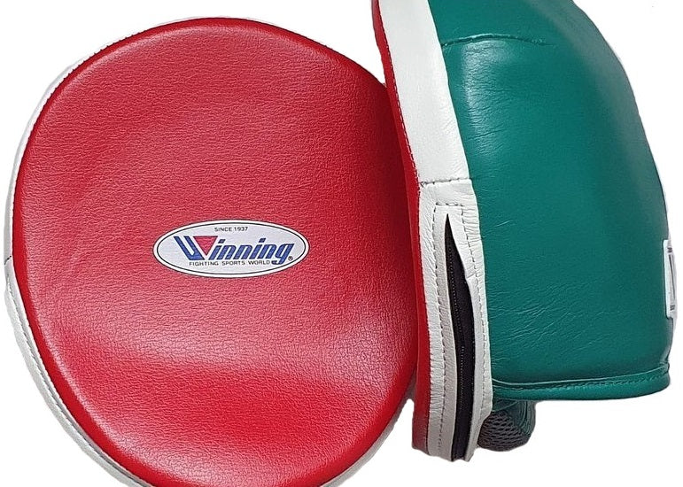 Winning Oval Curved Punch Mitts - Green · White · Red – WJapan Boxing